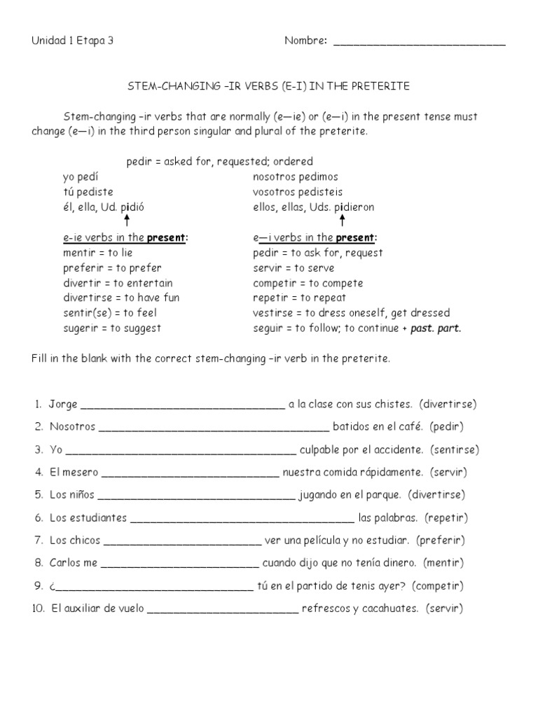 Stem Changer Practice | PDF