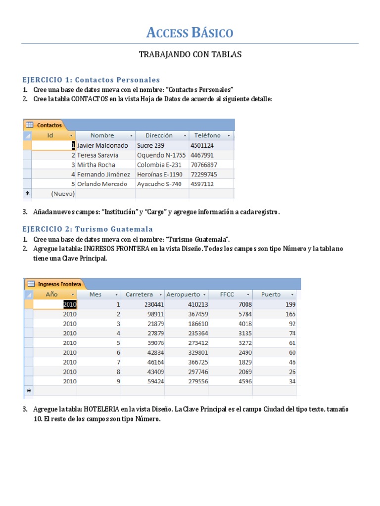 Ejercicios Access | PDF | Tabla (base de datos) | Bases de datos