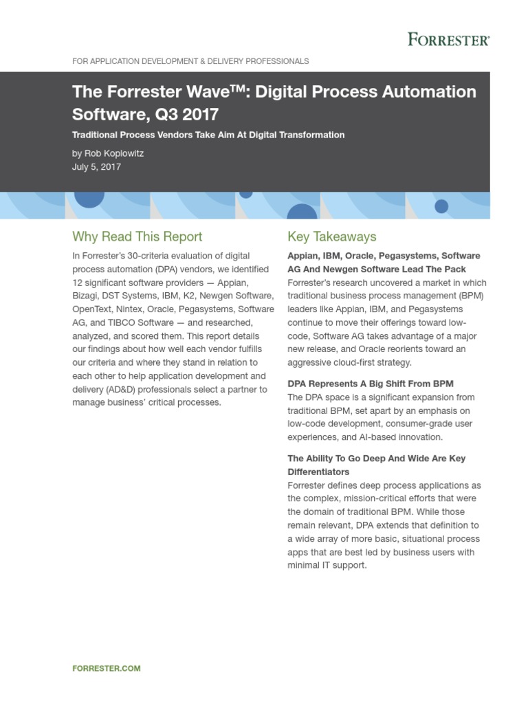 Forrester Digital Process Automation Q3 2017 | PDF | Business Process ...