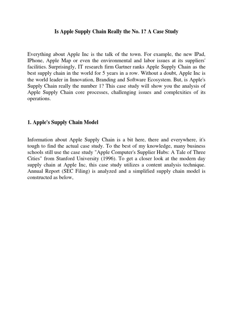 Case Study 1 (Apple) | PDF | Supply Chain | Inventory
