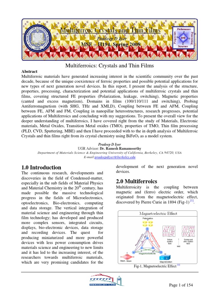Multiferroic Thin Film Sensor Crystals | PDF | Chemical Bond | Crystal ...