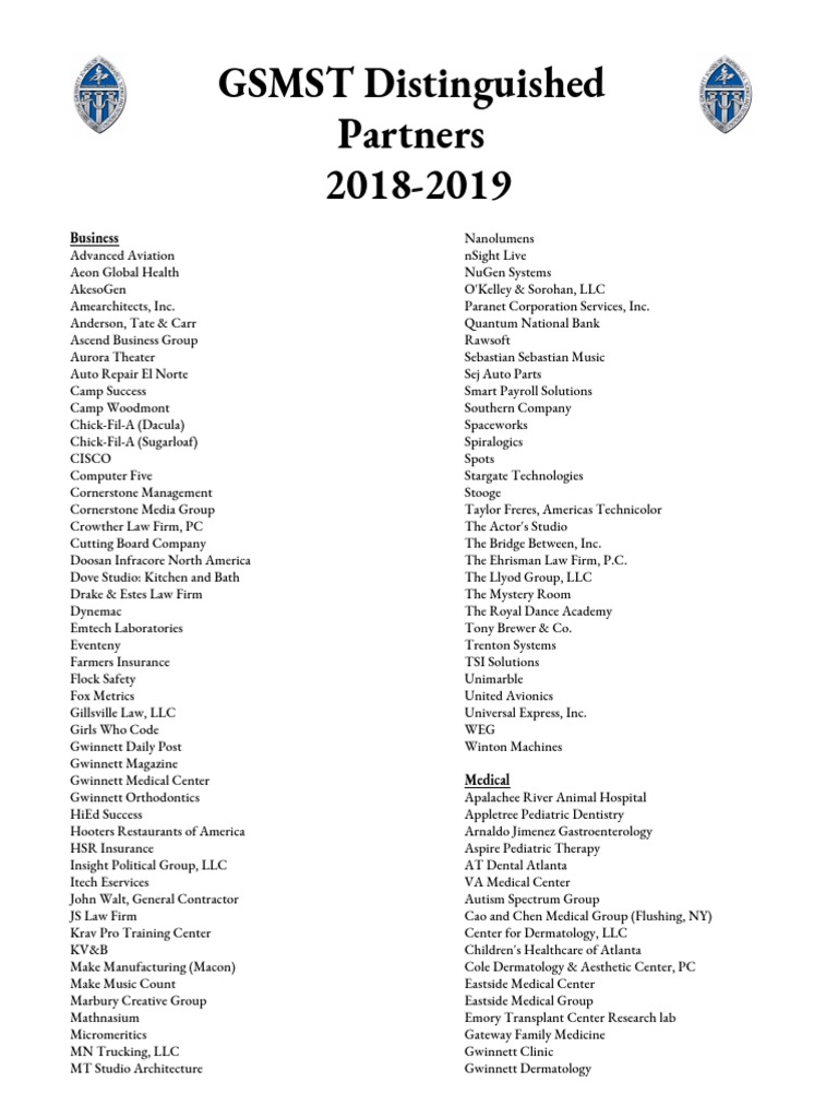 GSMST Distinguished Partners | PDF | Georgia (U.S. State) | Medicine