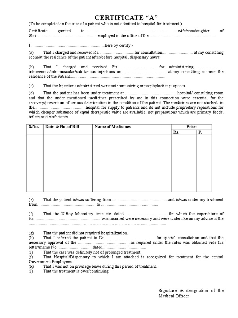 Med Claim Form | PDF | Injection (Medicine) | Hospital