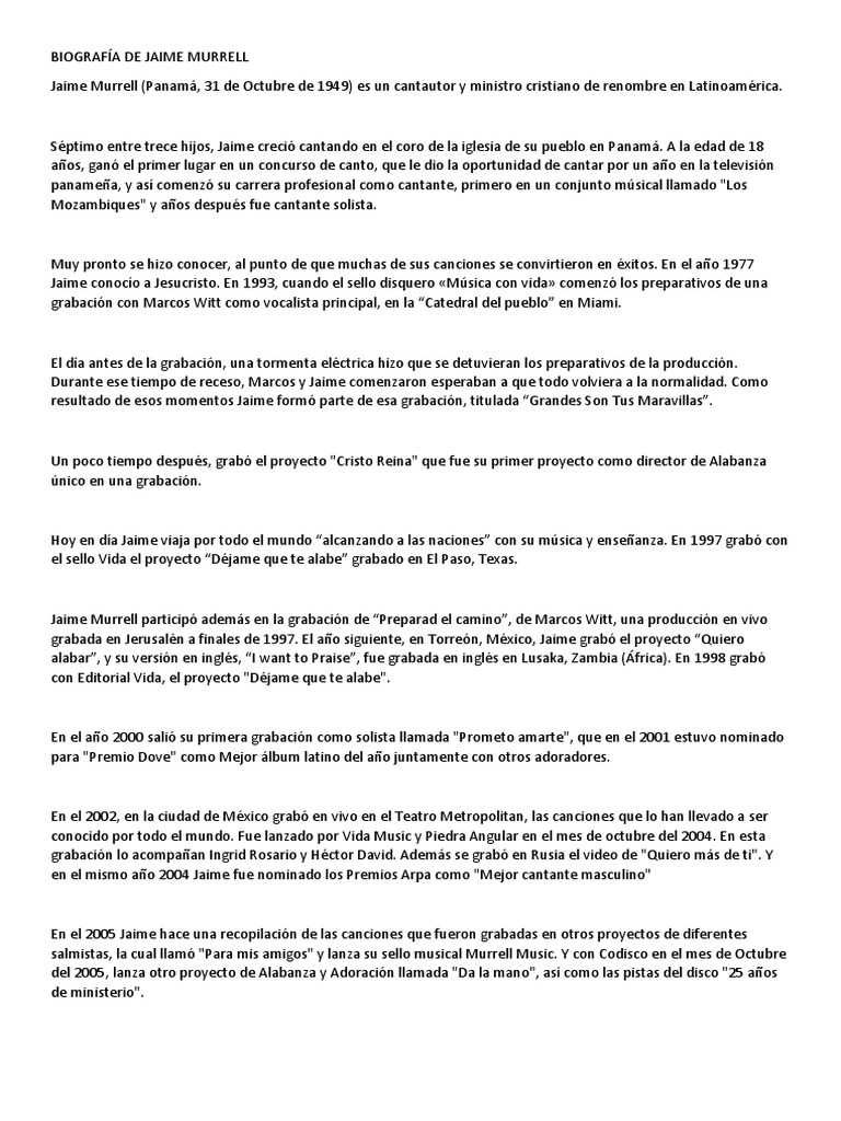Jaime Murrel | PDF | Grupos de música rock | Músicos