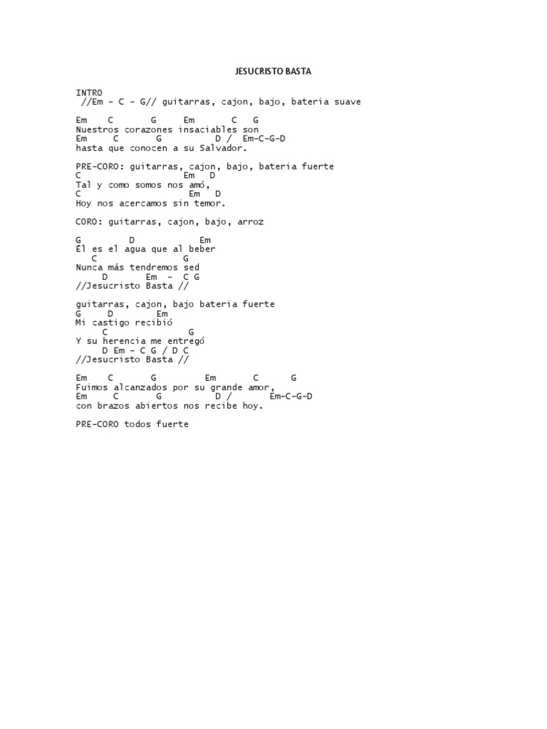 Jesucristo Basta Letra | PDF
