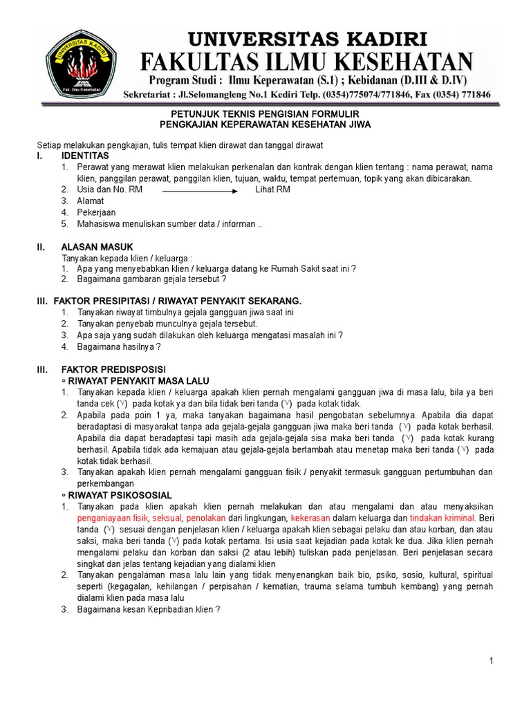 Juknis Pengisian Askep Jiwa | PDF