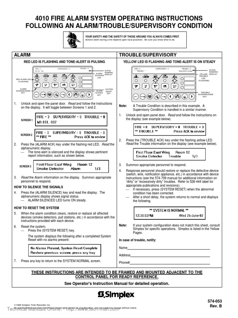 Simplex 4010ES Operating Instructions | PDF | Computing