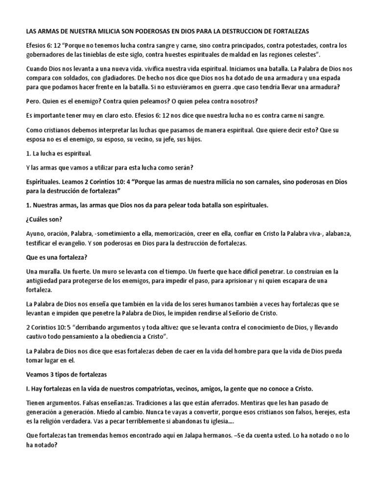 Armas Espirituales para Derribar Fortalezas | PDF | Jesús | Oración
