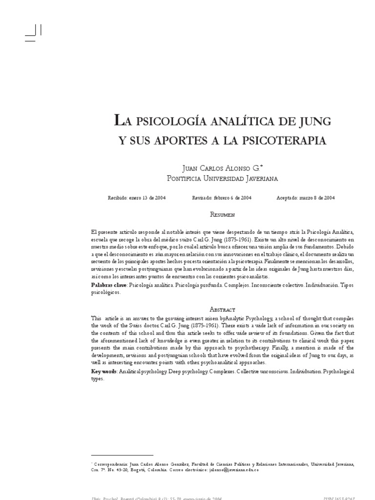 La Psicología Analítica de Jung y Sus Aportes a La Psicoterapia - Autor ...