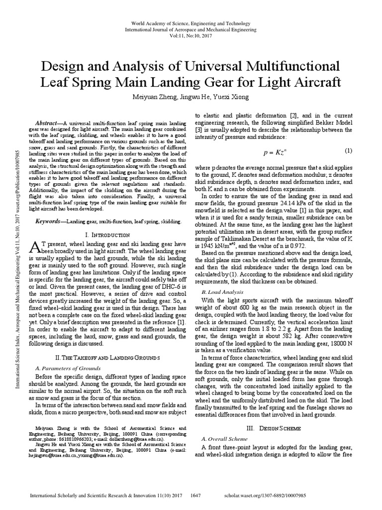 Design and Analysis of Universal Multifunctional Leaf Spring Main ...