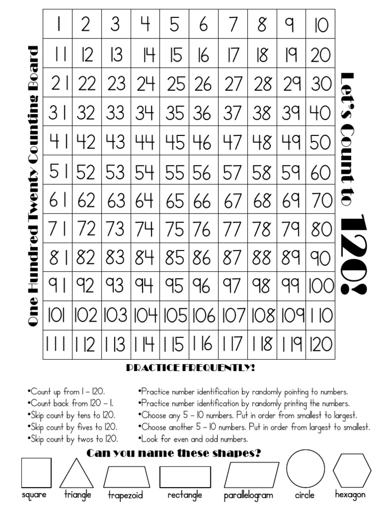 120 Number Chart | PDF