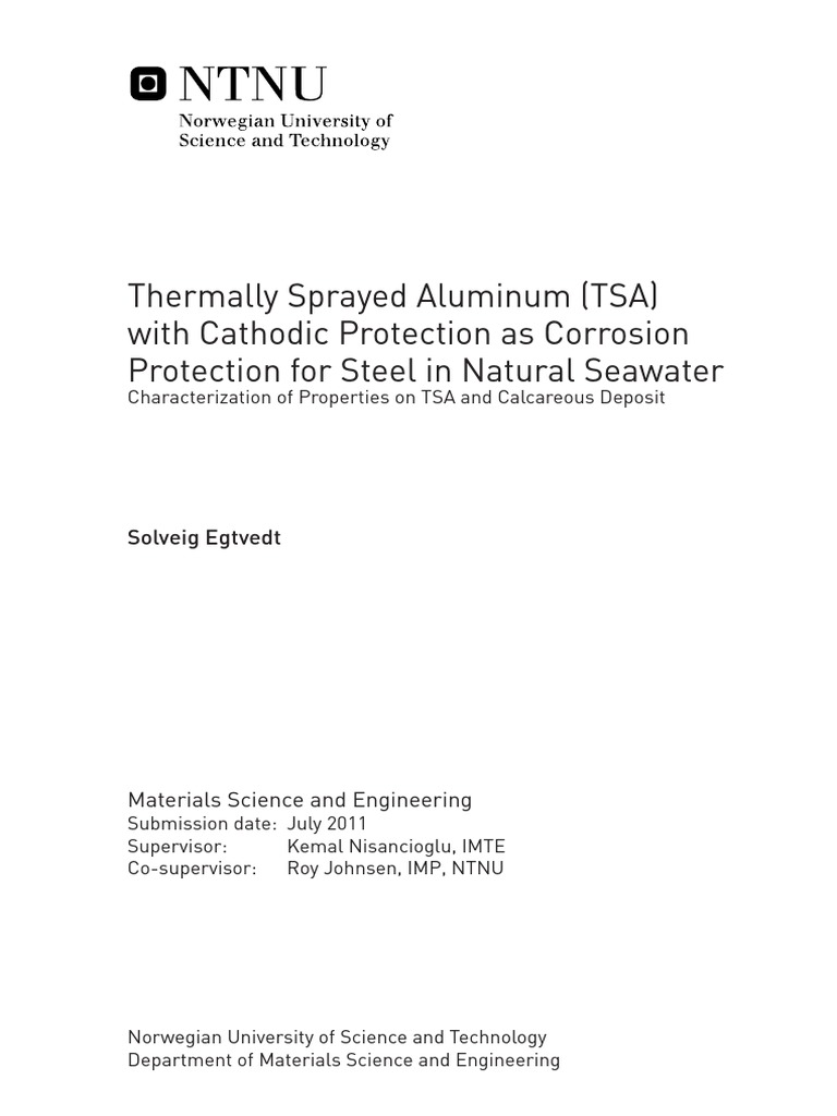 NTNU TSA Spraying | PDF | Corrosion | Anode