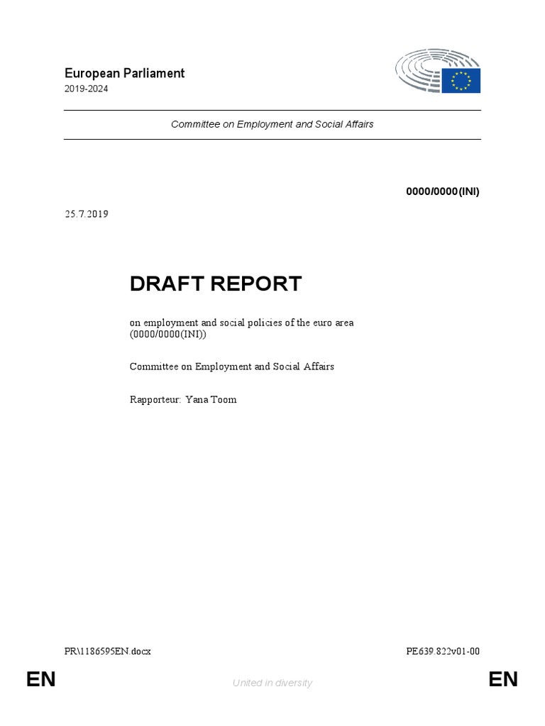 Draft Report: European Parliament | PDF | European Union | Unemployment
