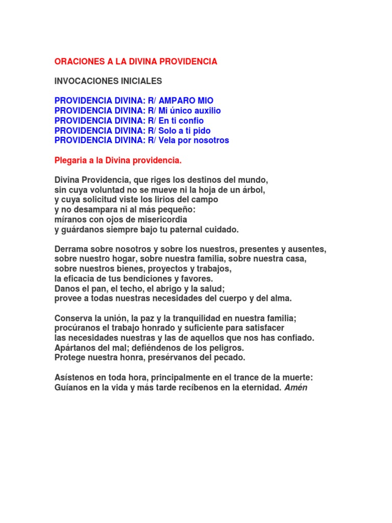 Oraciones A La Divina Providencia | PDF | Dios | Oración