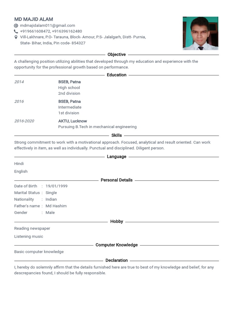 Resume of MD Majid Alam | PDF