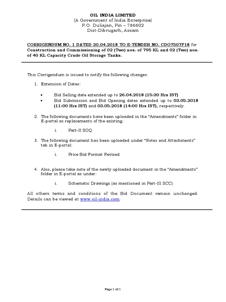 (A Government of India Enterprise) P.O. Duliajan, Pin - 786602 Dist ...