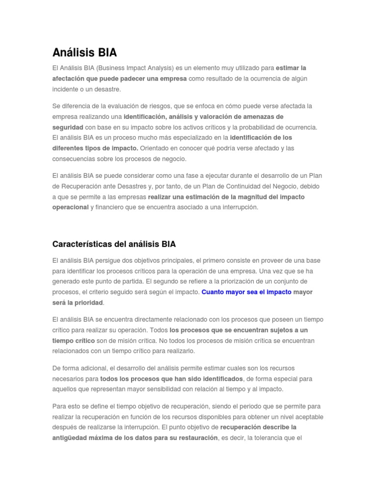 Analisis BIA | PDF | Software | Informática