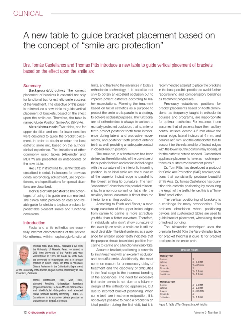 New Table To Guide Bracket Placement | PDF | Orthodontics | Dental Anatomy