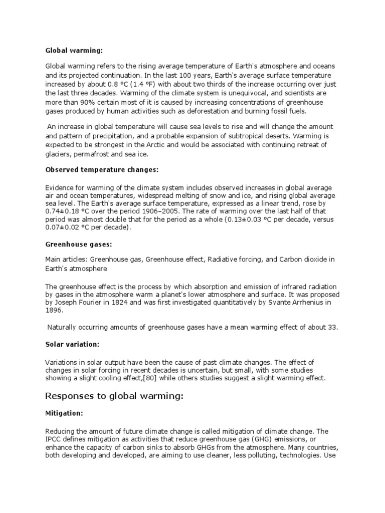 Responses To Global Warming | PDF | Global Warming | Climate Change ...