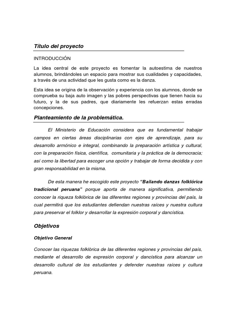 Proyecto Escolar Danza 2 | PDF | Bailes | Folklore