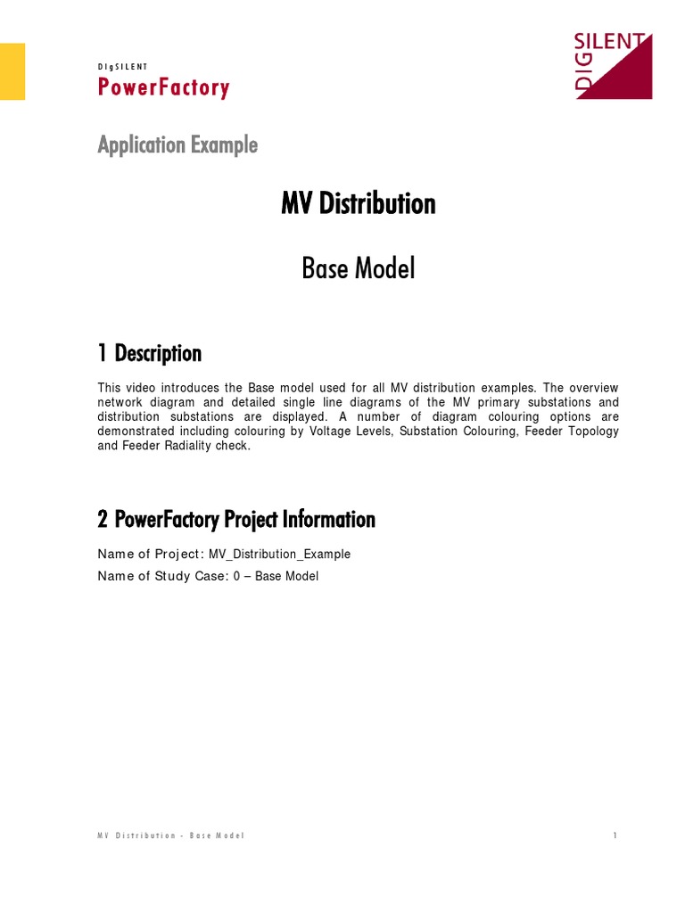 MV Distribution Base Model: Application Example | PDF
