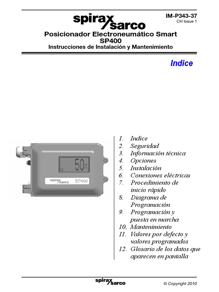 Manual de Arranque SP400 PDF | PDF | Solenoide | Calibración