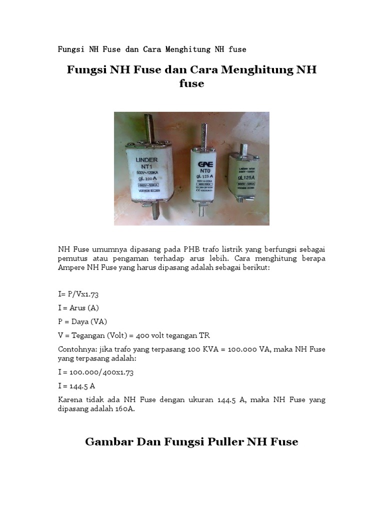 Fungsi NH Fuse Dan Cara Menghitung NH Fuse | PDF