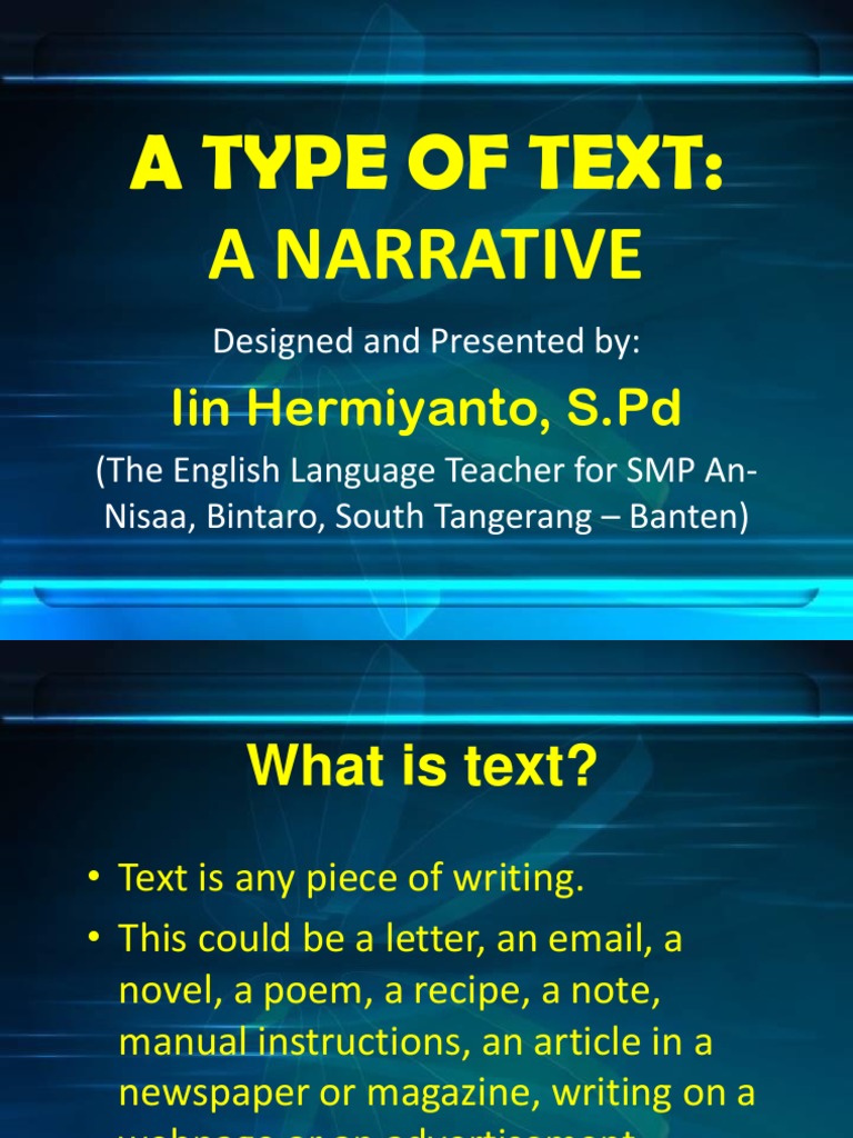 A Type of Text: A Narrative: Iin Hermiyanto, S.PD | PDF | Snow White ...