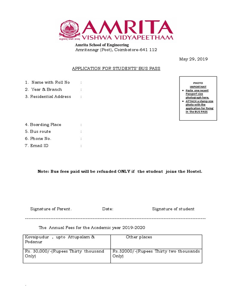 Application For Students Bus Pass 2019 2020 PDF | PDF | Transport ...