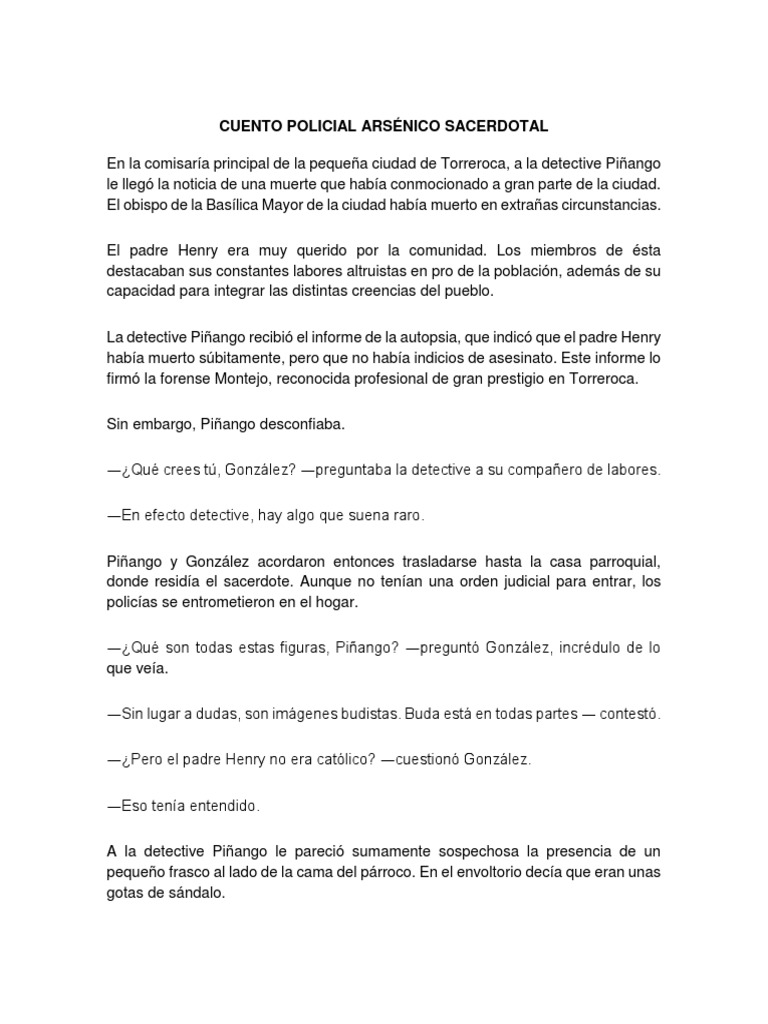 Cuento Policial Arsénico Sacerdotal Pdf Hotel
