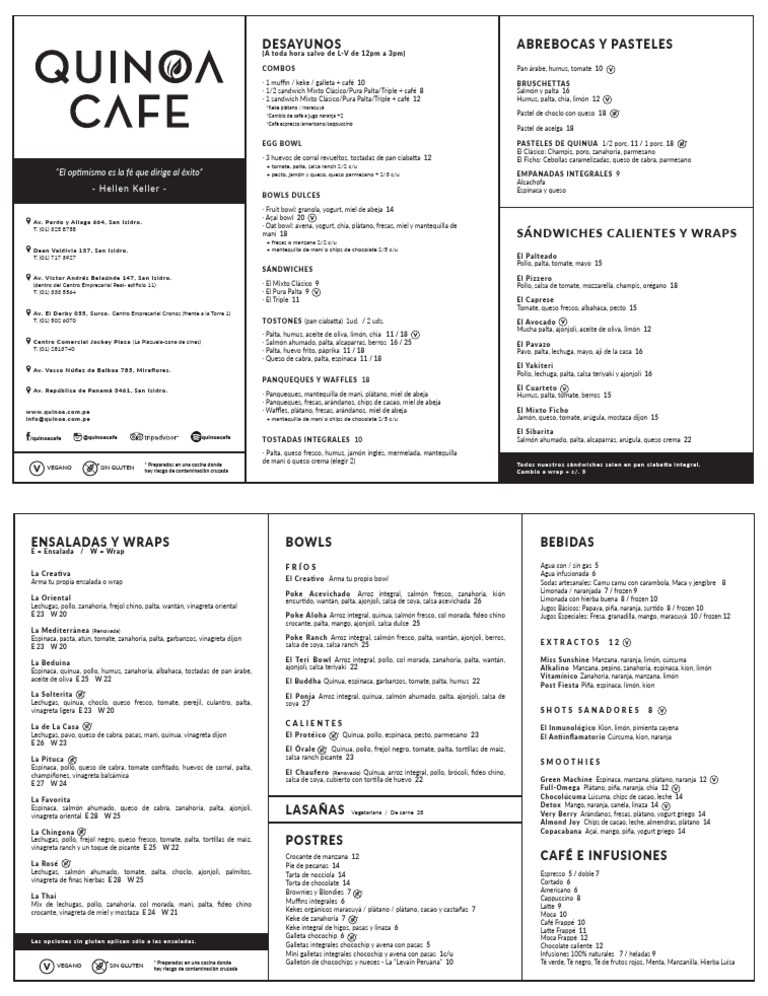 Carta Quinoa Cafe Oct 2018 Clientes PDF | PDF | Salsa | pesto