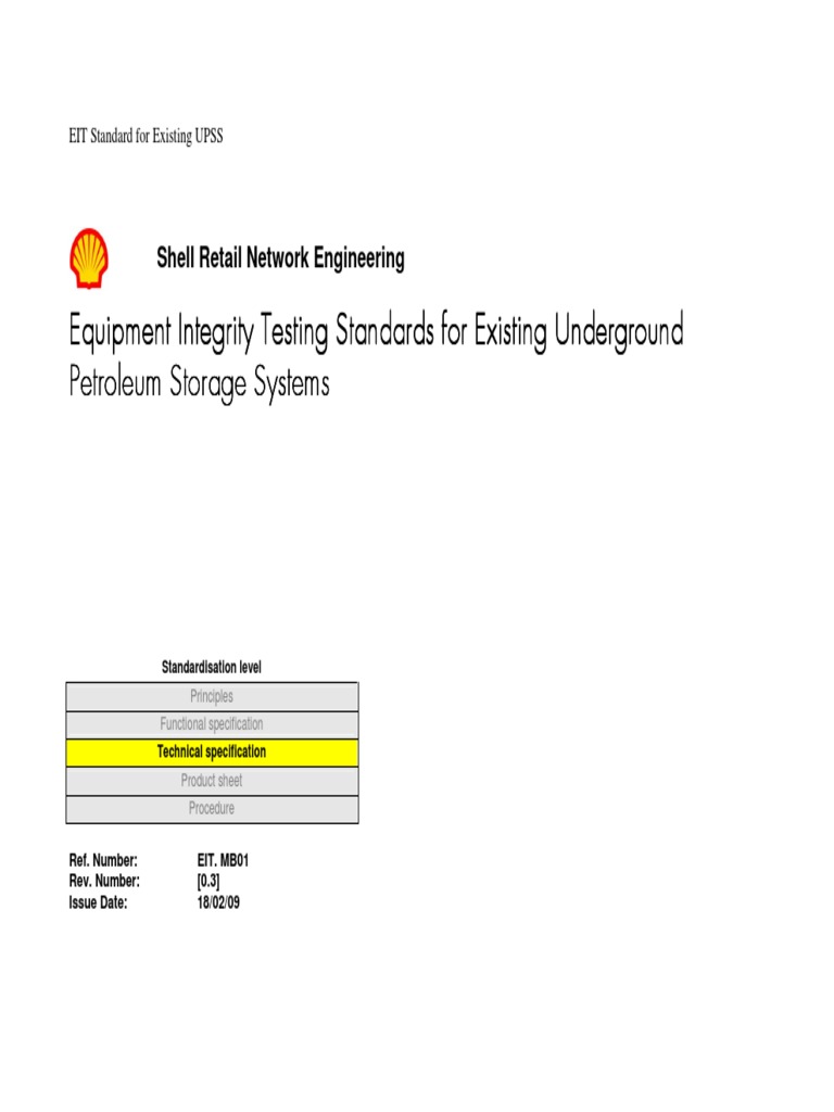 Shell Equipment Integrity Testing For Existing UPSS Version 21 | PDF ...