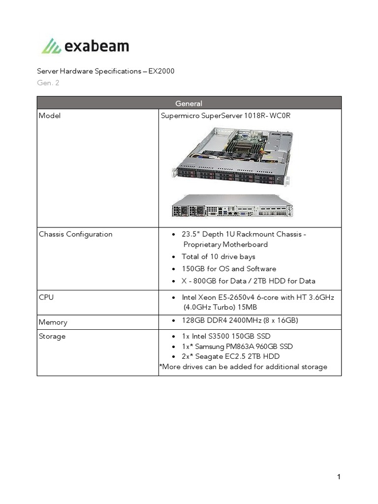 Supermicro EX2000 Gen. 2 Server Specs | PDF | Solid State Drive | Hard ...