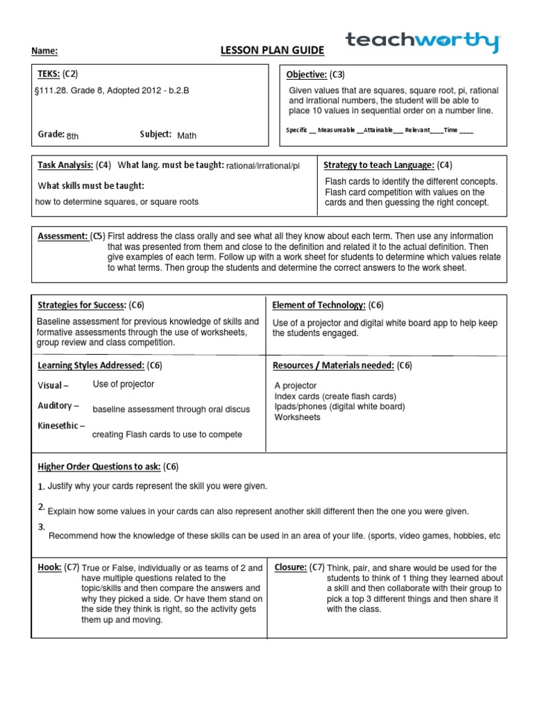 Lesson Plan Guide LPG | PDF | Worksheet | Lesson Plan