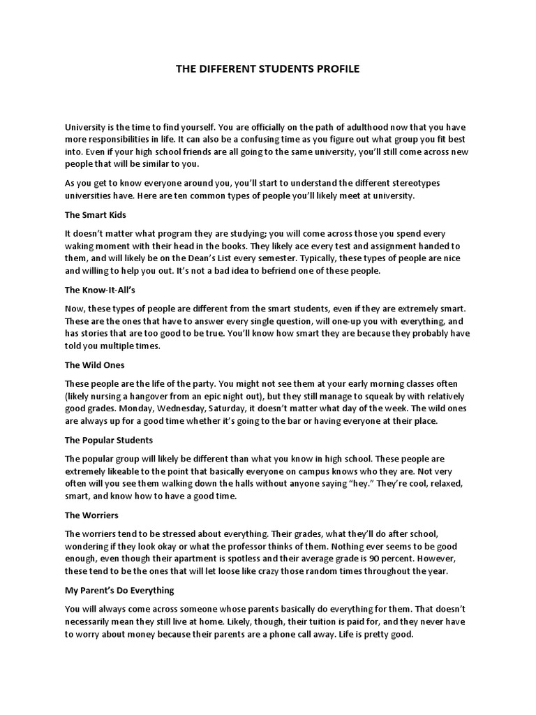 The Different Students Profile | PDF
