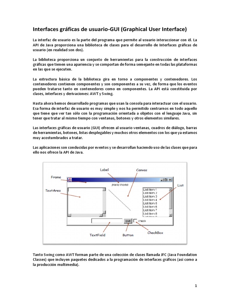 Interfaces Gráficas de Usuario | PDF | Java (lenguaje de programación ...
