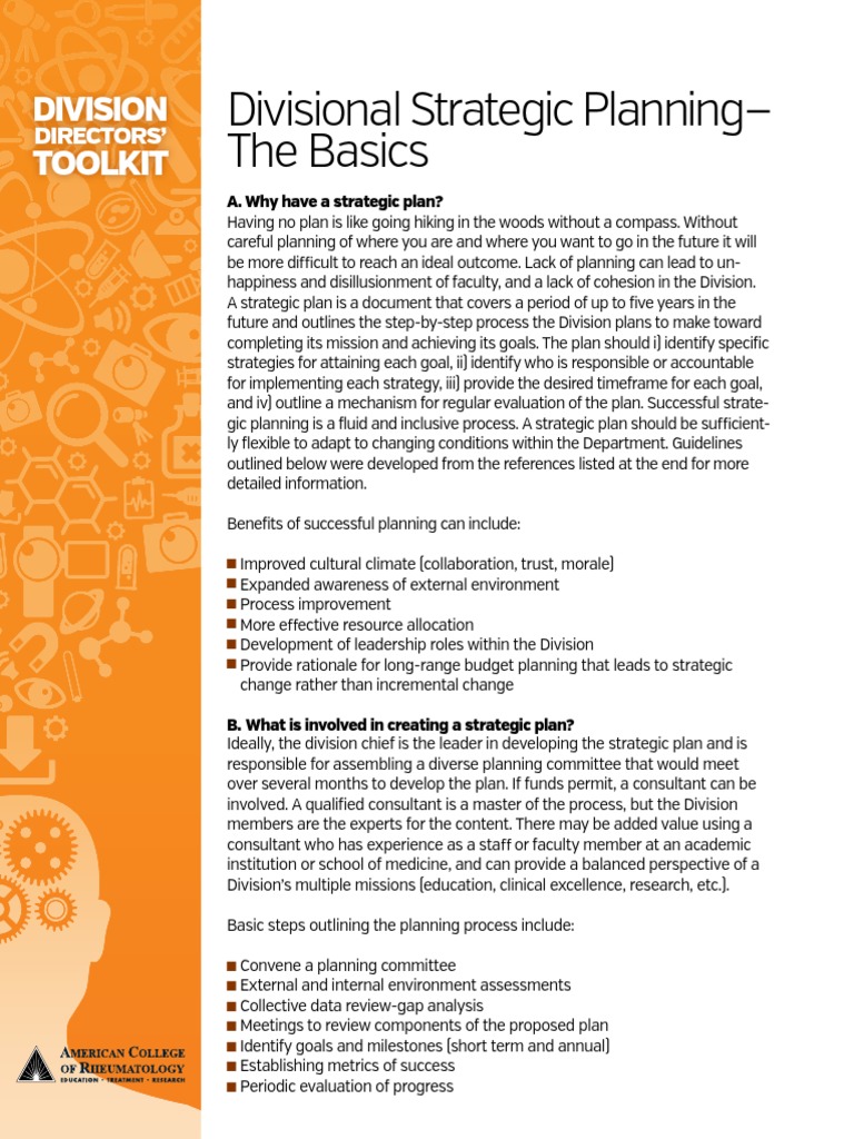 Division Director Strategic Planning Toolkit | PDF | Strategic Planning ...