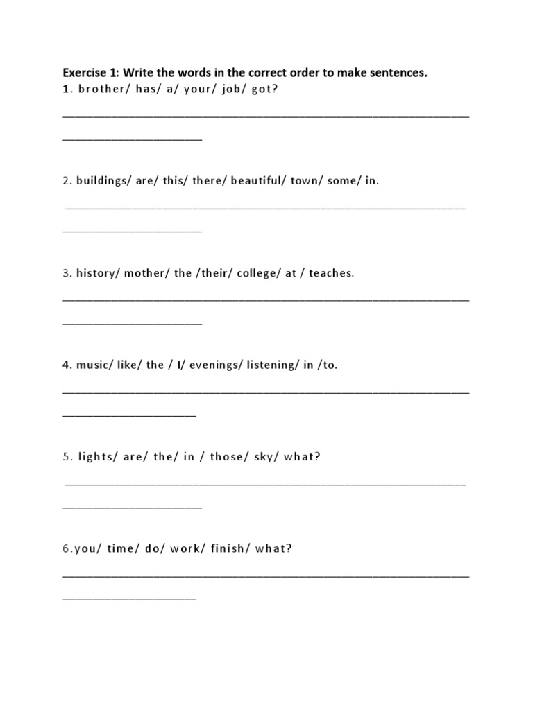 Sentence Arrangement and Correction Exercises | PDF | Communication ...