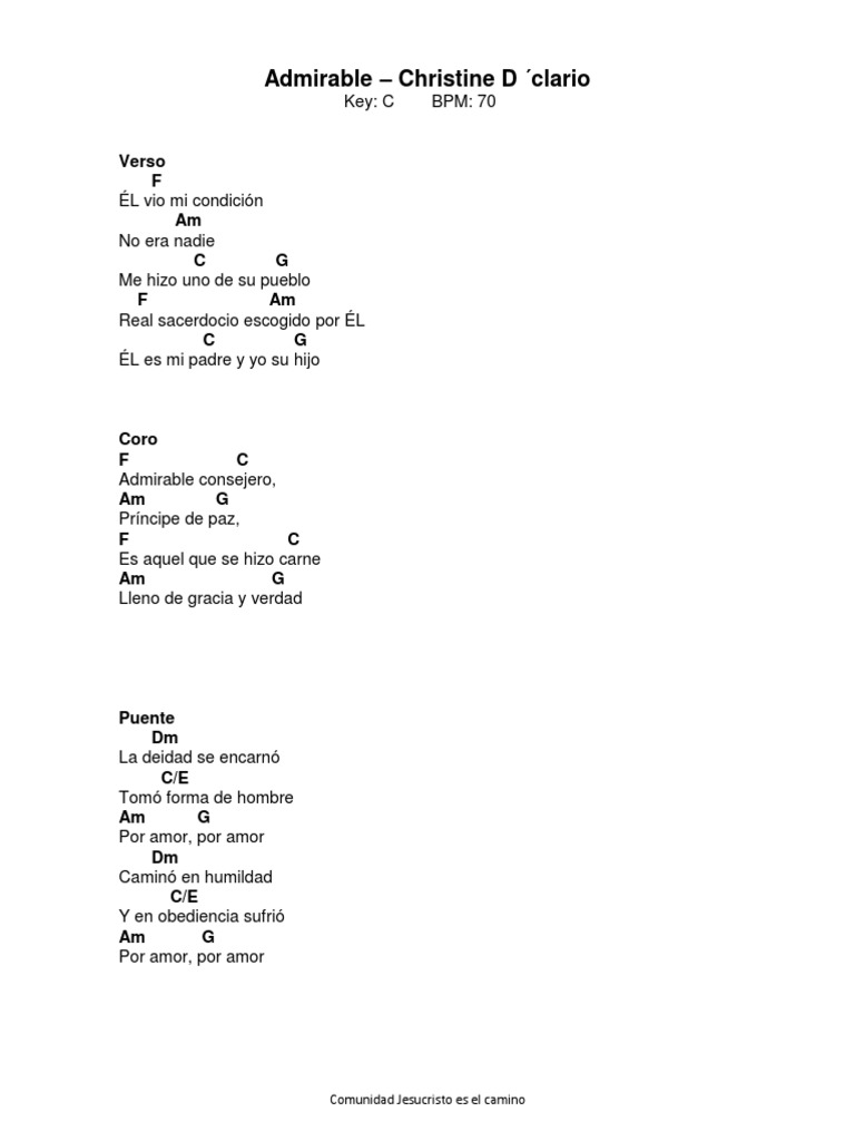 Admirable - Letra y Acordes Canción | PDF