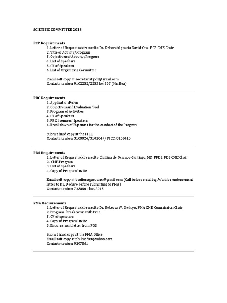 CME List of Requirements | PDF