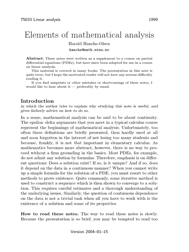 Mathematical Analysis | PDF | Metric Space | Continuous Function