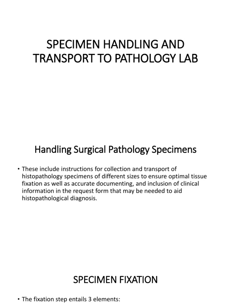 Specimen Handling in Patho Lab | PDF | Fixation (Histology) | Histopathology