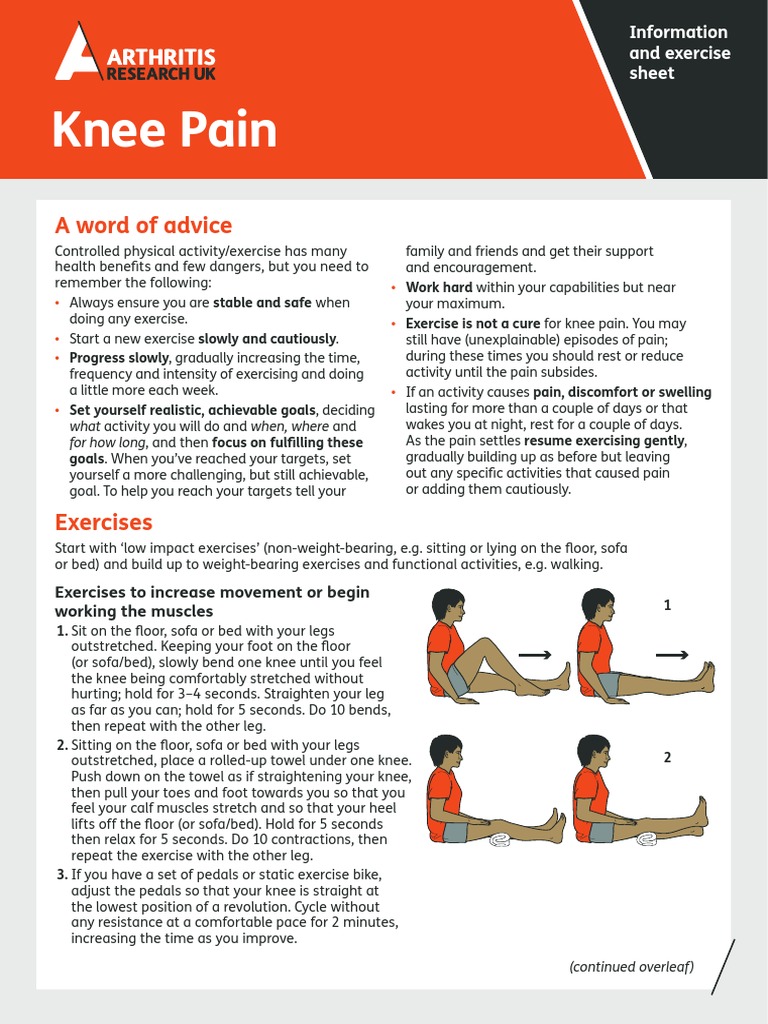 Knee Pain Exercise Sheet Web | PDF | Chair | Stairs
