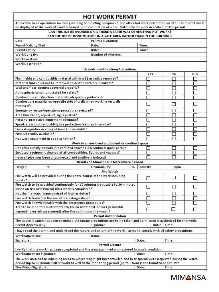 Hot Work Permit | PDF | Fires | Prevention
