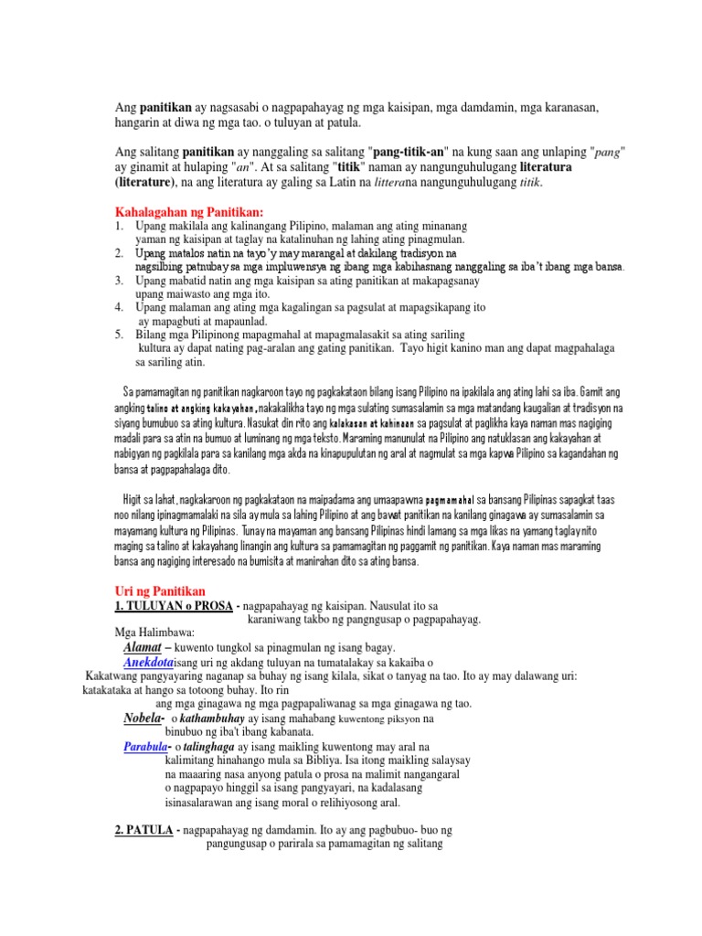 Panitikang Filipino | PDF
