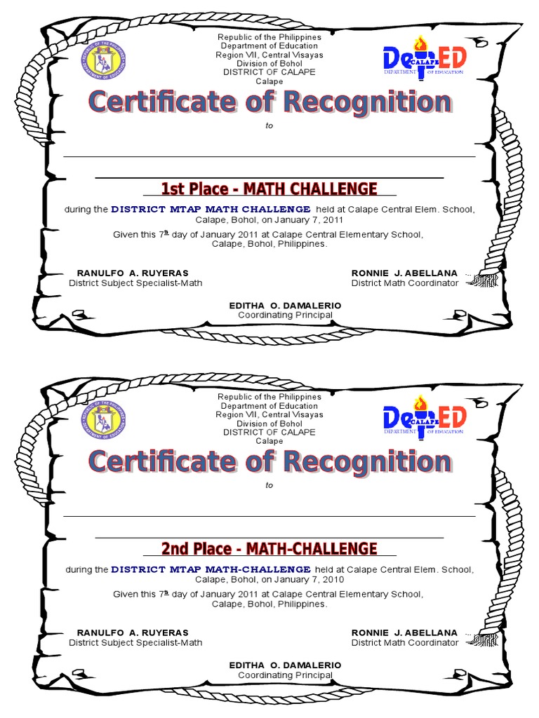 Certificate MTAP 2010 | PDF | Domestic Policy | Education Policy