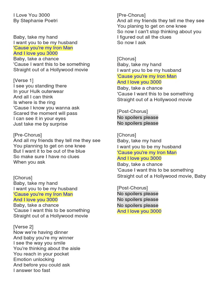 I Love You 3000 | PDF | Song Structure