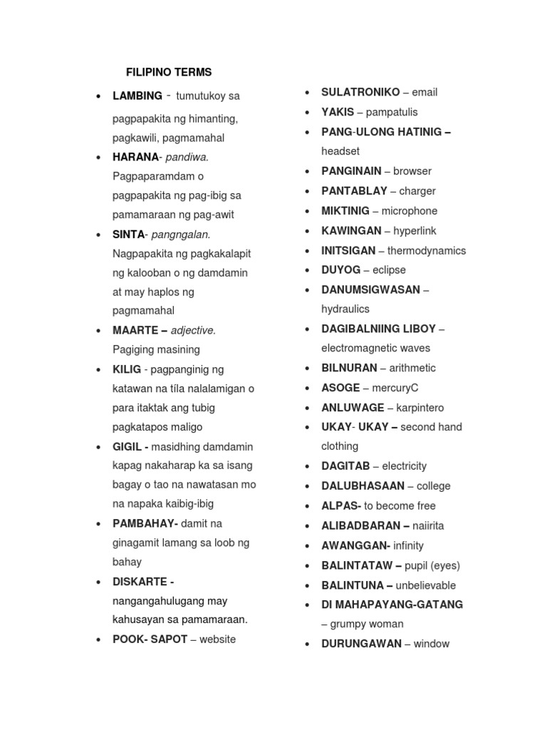 Filipino Terms | PDF