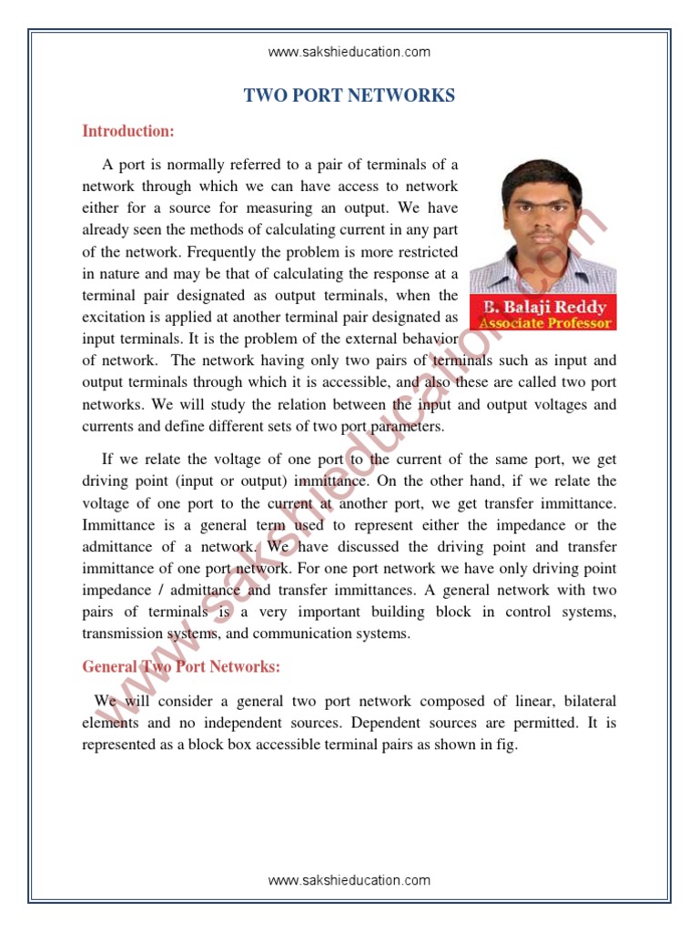 Two Port Networks | Download Free PDF | Electrical Engineering ...