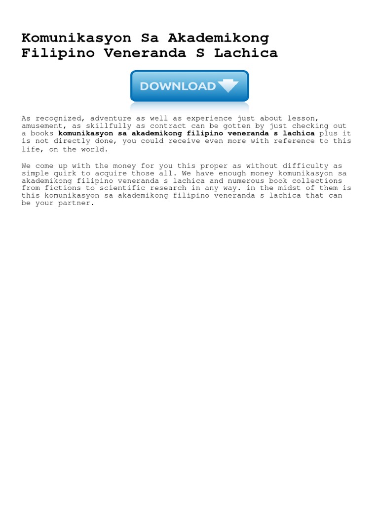 Komunikasyon Sa Akademikong Filipino Veneranda S Lachica PDF | PDF